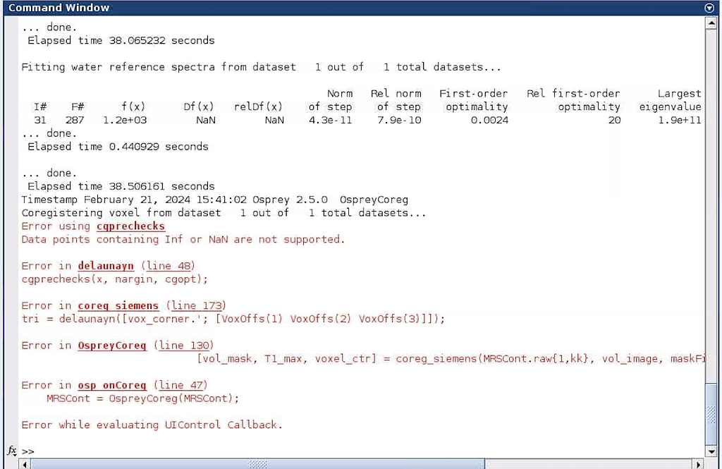 CoRegistration Error in Osprey with NIfTI - MRS Software - MRSHub Forum
