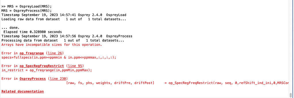 Error in OspreyProcess about processing HERMES data ( Arrays have incompatible sizes for this ...