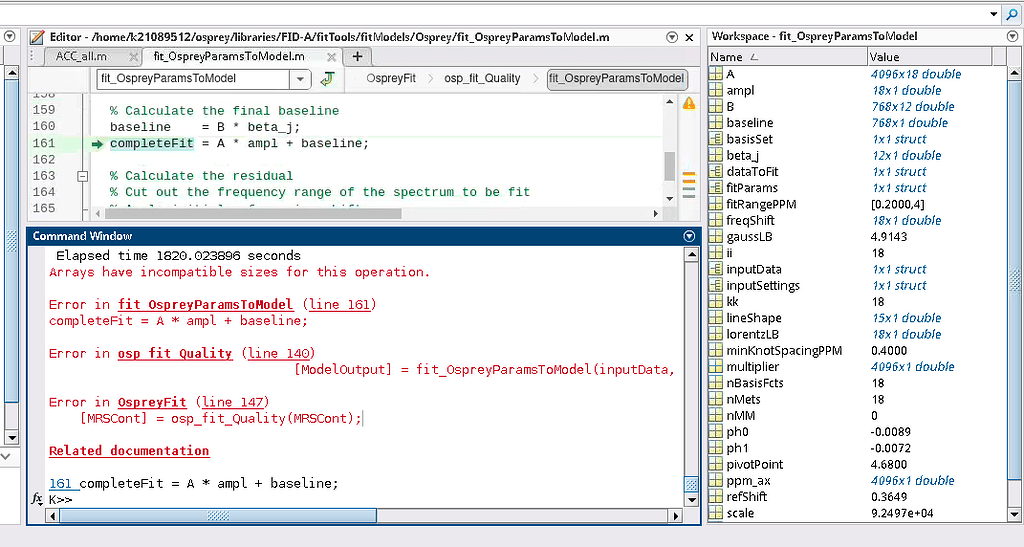 Arrays have incompatible sizes for this operation - Osprey - MRSHub Forum