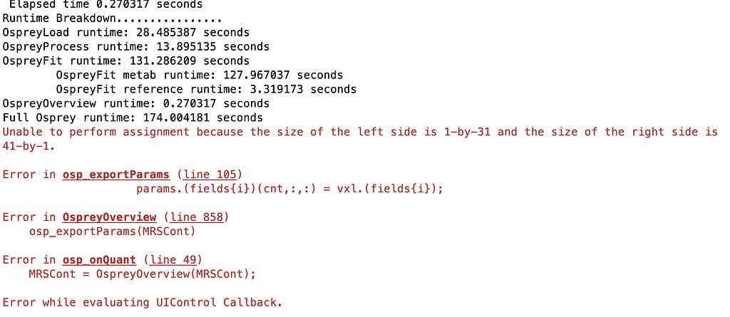 Error Encountered During Quantification in Osprey GUI After Batch Processing - Osprey - MRSHub Forum